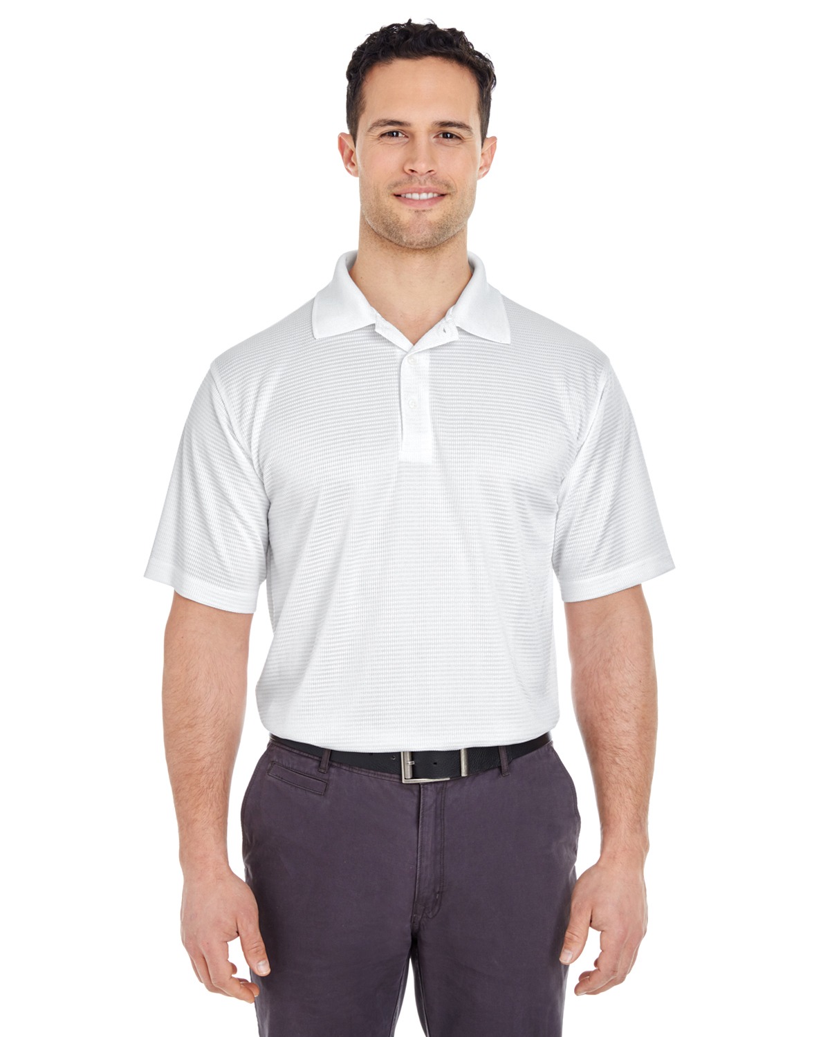UltraClub 8305 Men Cool & Dry Elite Mini Check Jacquard Polo ...