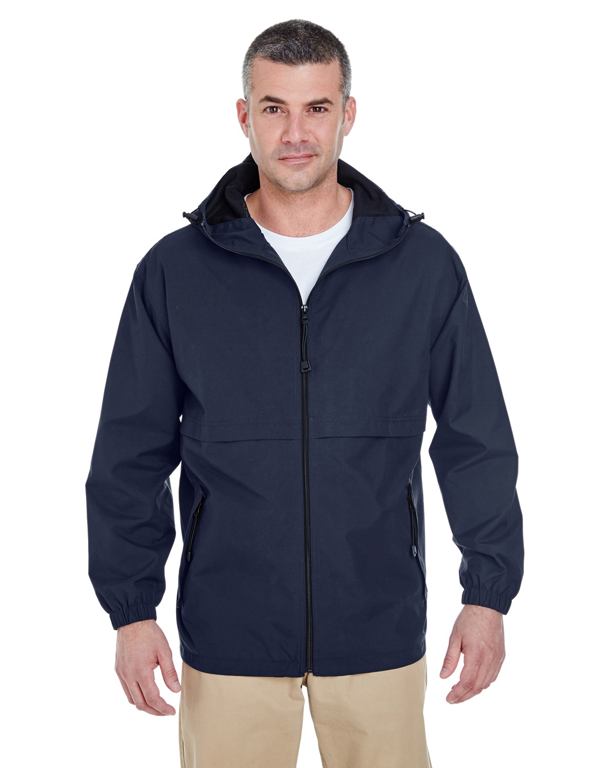 UltraClub 8908 Men Microfiber Full-Zip Hooded Jacket | GotApparel.com