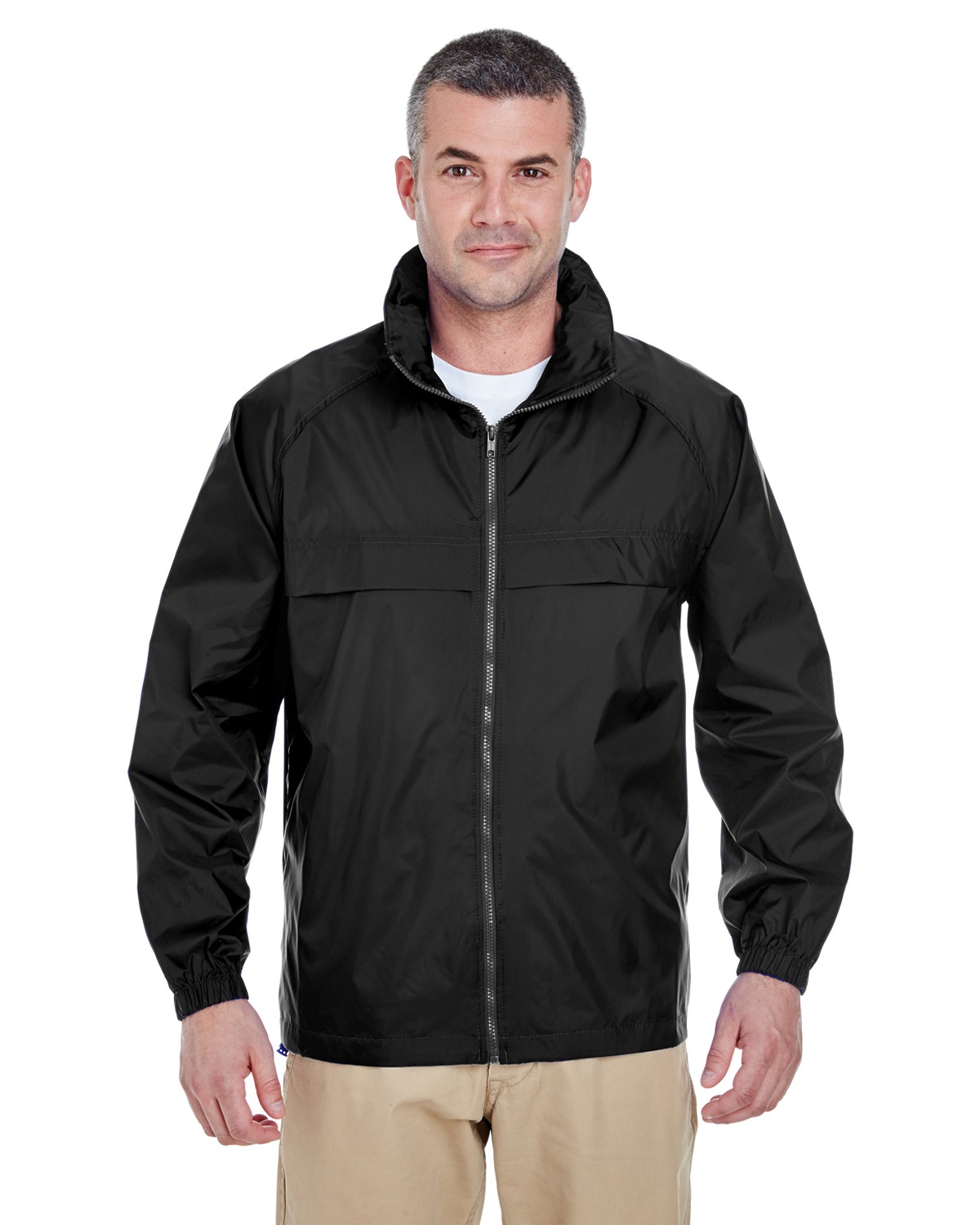 UltraClub 8929 Men Full-Zip Hooded Pack Away Jacket | GotApparel.com