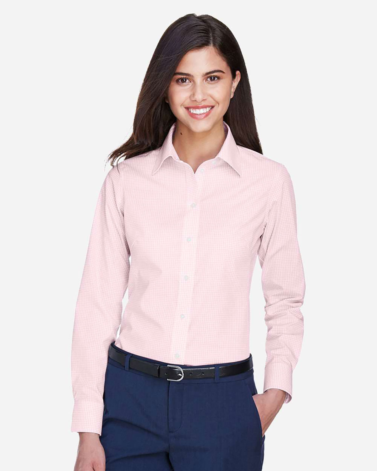 Devon and Jones D640W Women Crown Collection Gingham Check ...