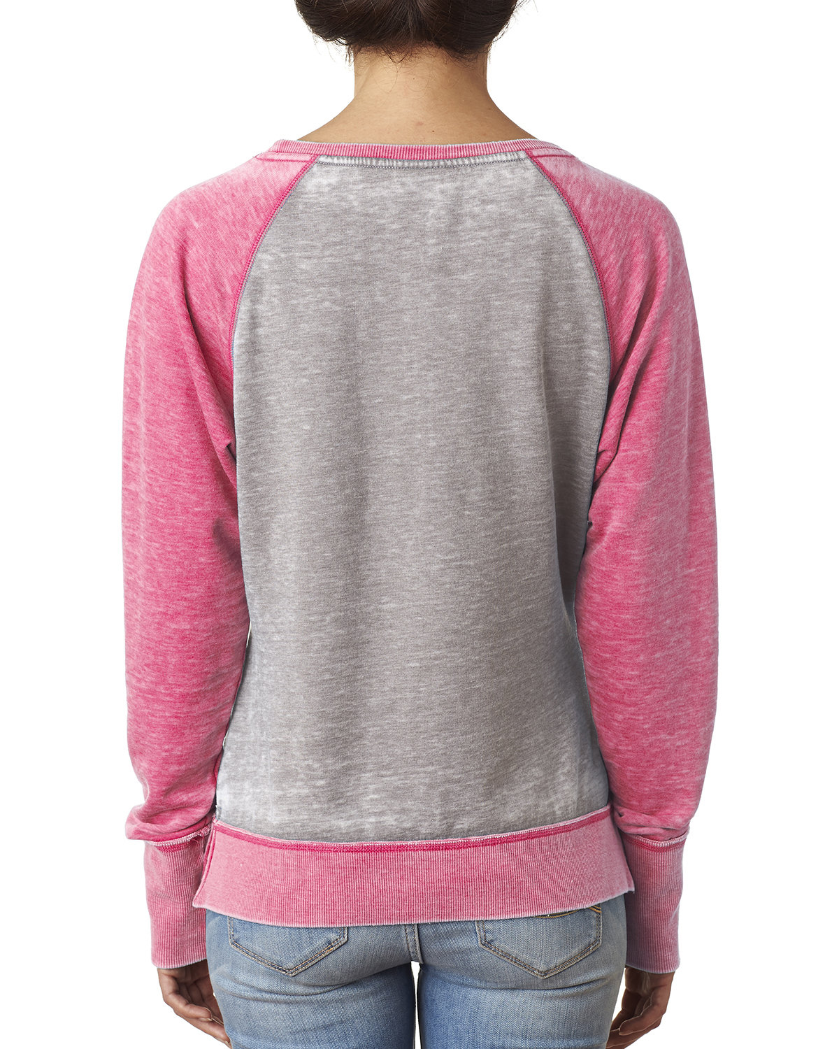 J America J8927 Women Zen Contrast Crew - GotApparel