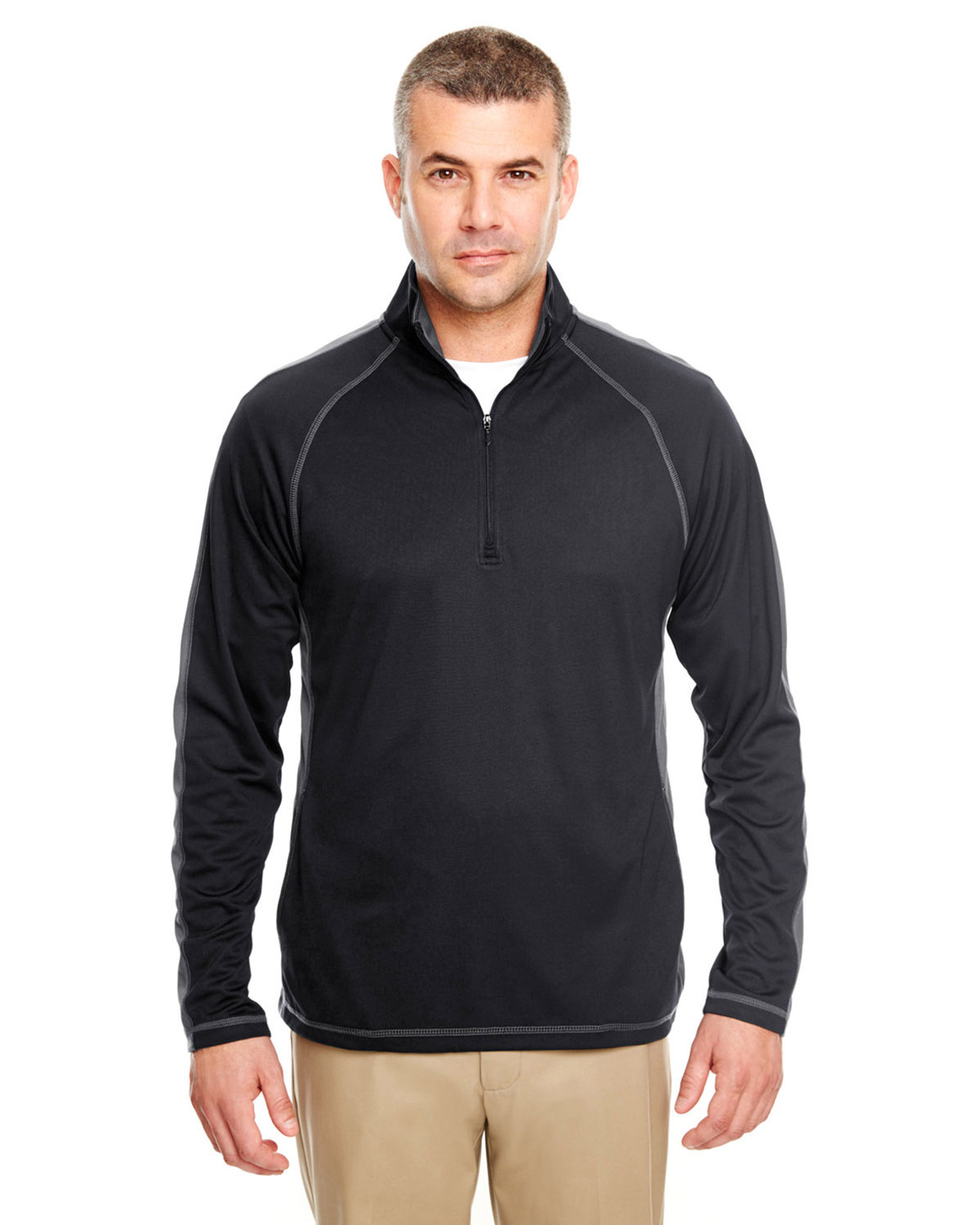 UltraClub 8398 Men Cool & Dry Sport 1/4-Zip Pullover With Side & Sleeve ...