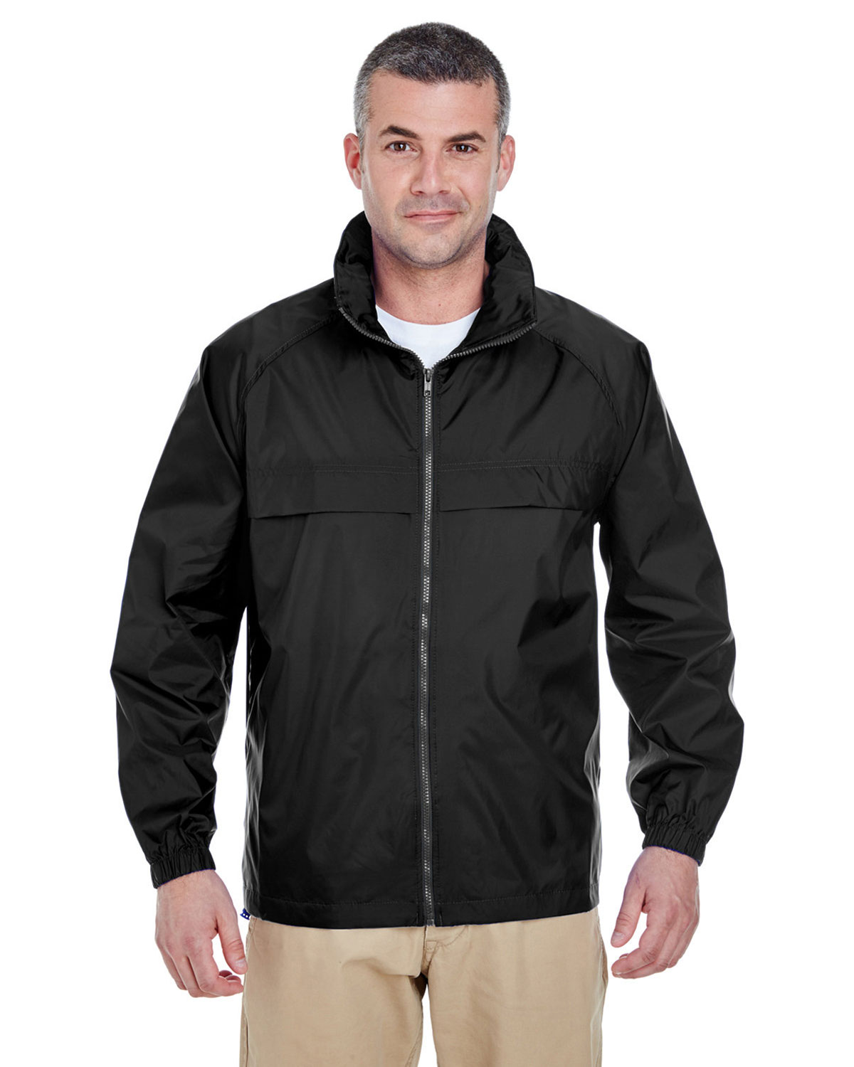 UltraClub 8929 Men Full-Zip Hooded Pack Away Jacket | GotApparel.com